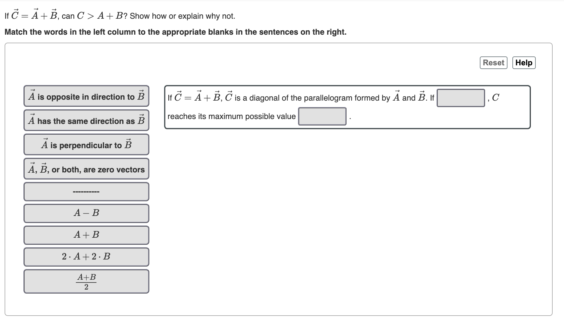 Solved If vec(C)=vec(A)+vec(B), ﻿can C>A+B ? ﻿Show how or | Chegg.com