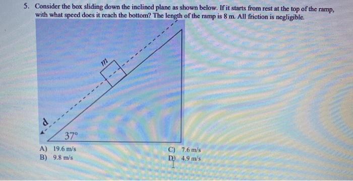 Solved 5. Consider the box sliding down the inclined plane | Chegg.com