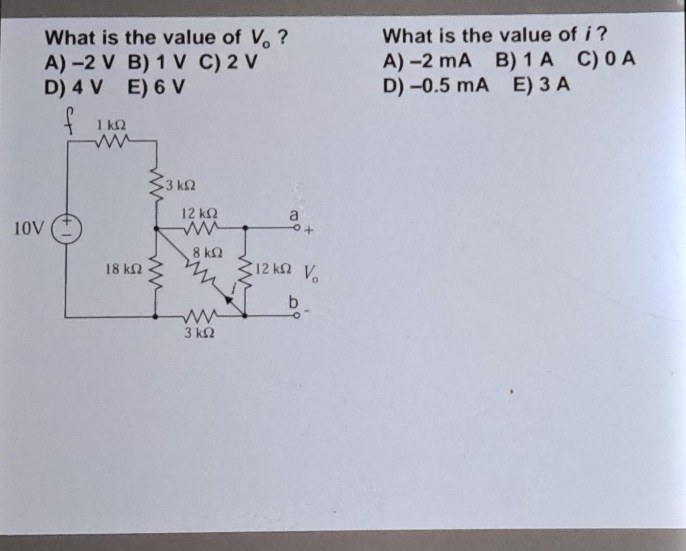 Solved What is the value of V0 ? What is the value of i ? A) | Chegg.com