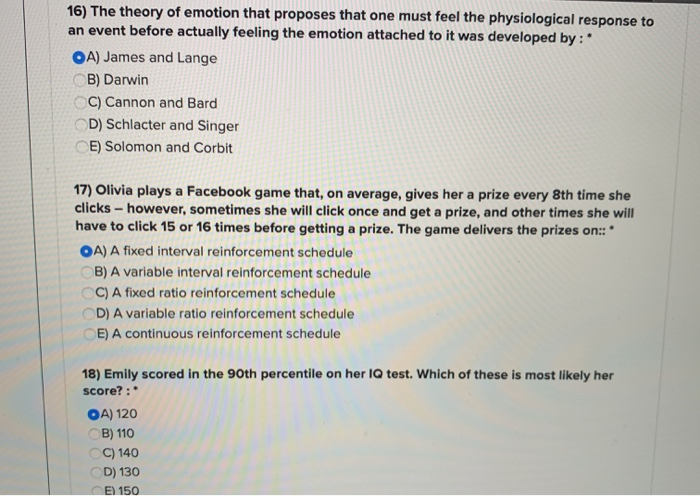 Solved 16) The theory of emotion that proposes that one must | Chegg.com