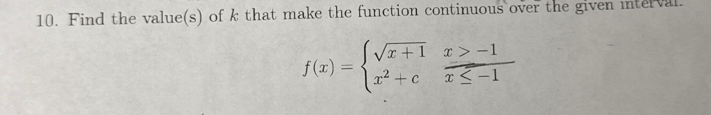 Solved Find the value(s) ﻿of k ﻿that make the function | Chegg.com