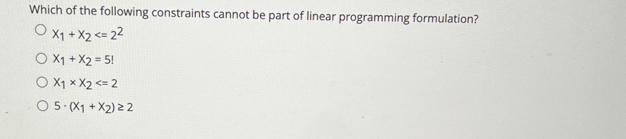 Solved Which of the following constraints cannot be part of | Chegg.com