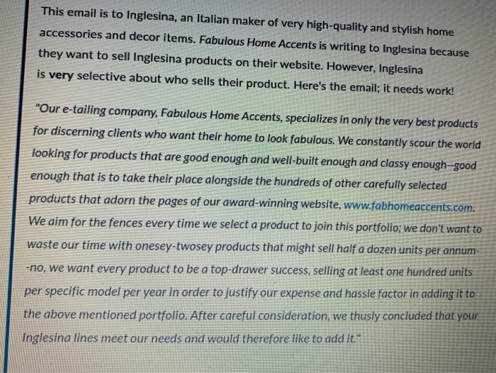 Please read the following poorly written email, then | Chegg.com