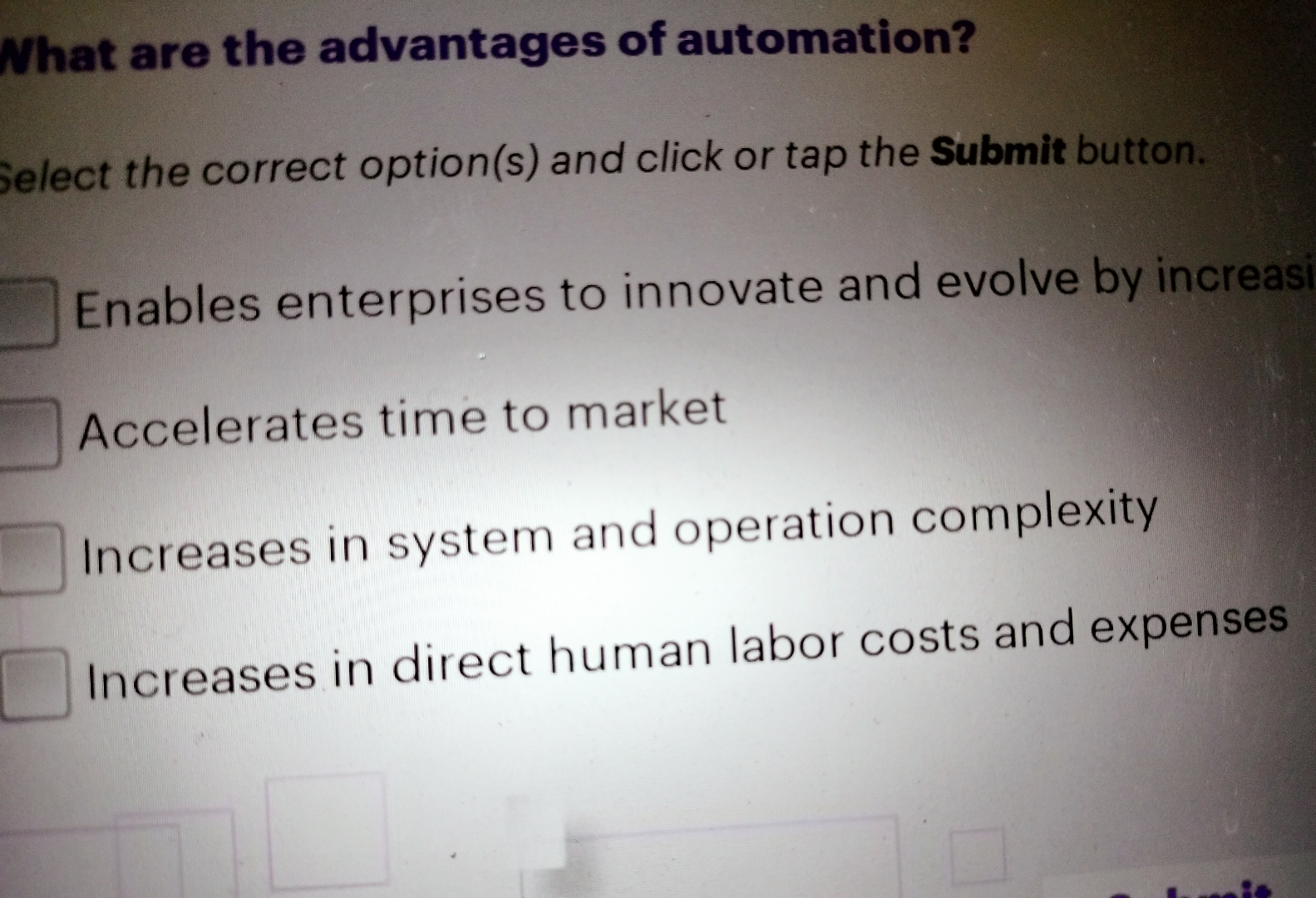 What are the advantages of automation?Select the | Chegg.com