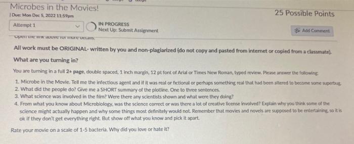please write a summery of the movie (Microbes in the | Chegg.com