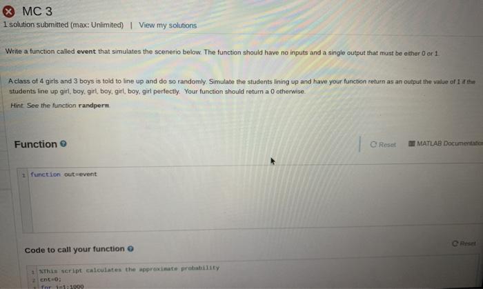 Solved MC 3 1 solution submitted (max: Unlimited) View my | Chegg.com