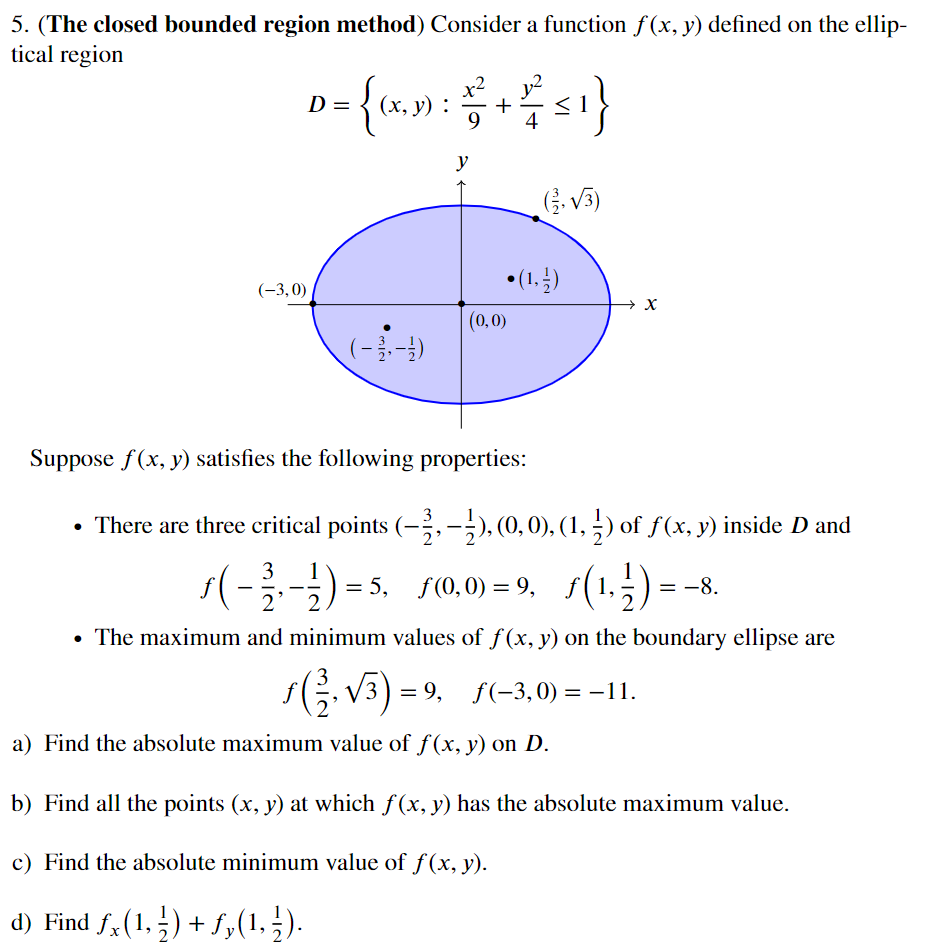 Solved (The closed bounded region method) ﻿Consider a | Chegg.com