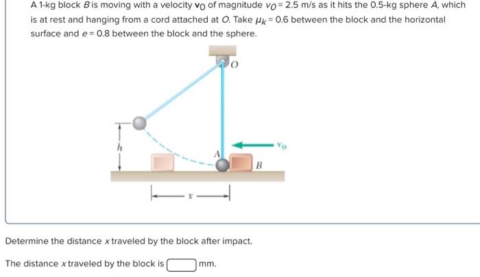 Solved A 1-kg block B is moving with a velocity v0 of | Chegg.com