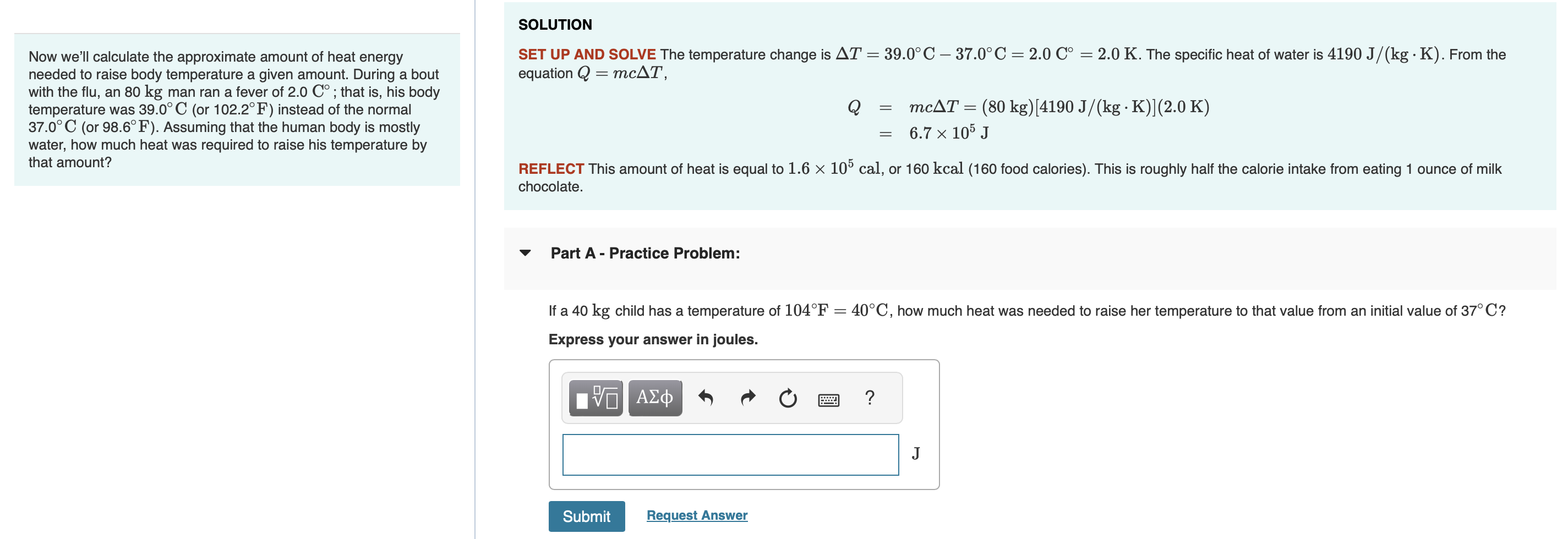 Solved If a 40 ﻿ kg child has a temperature of 104∘F=40∘C | Chegg.com