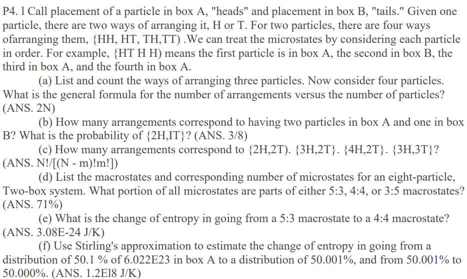 Solved P4. 1 ﻿Call placement of a particle in box A, | Chegg.com