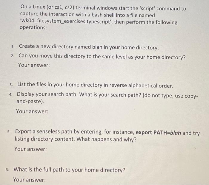 Solved On a Linux (or cs1, cs2) terminal windows start the | Chegg.com