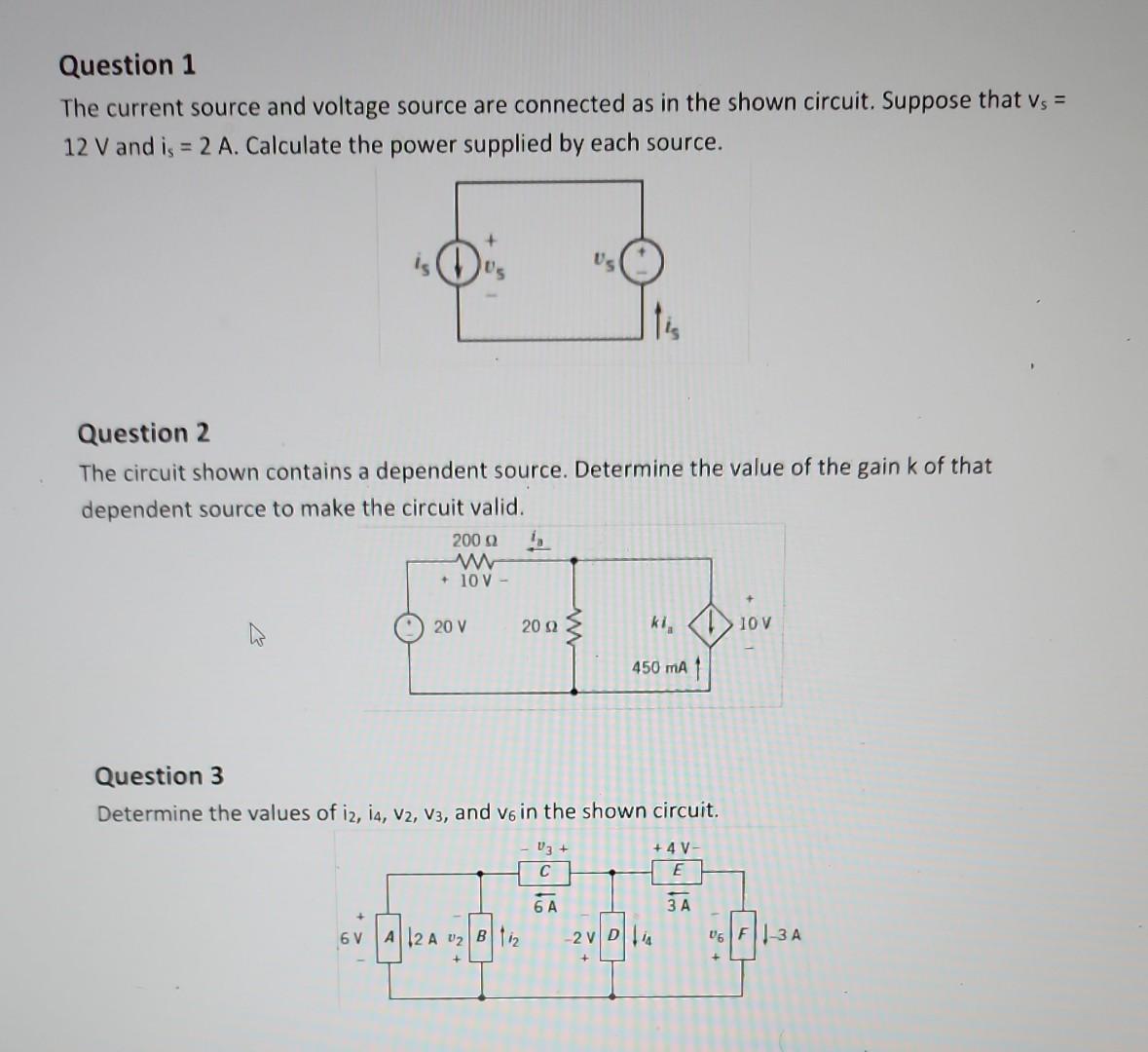 Solved The current source and voltage source are connected | Chegg.com