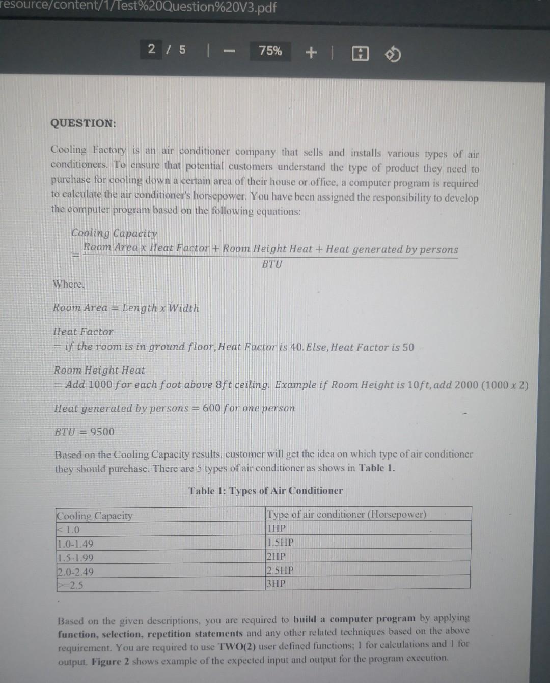 Solved QUESTION: Cooling Factory is an air conditioner | Chegg.com