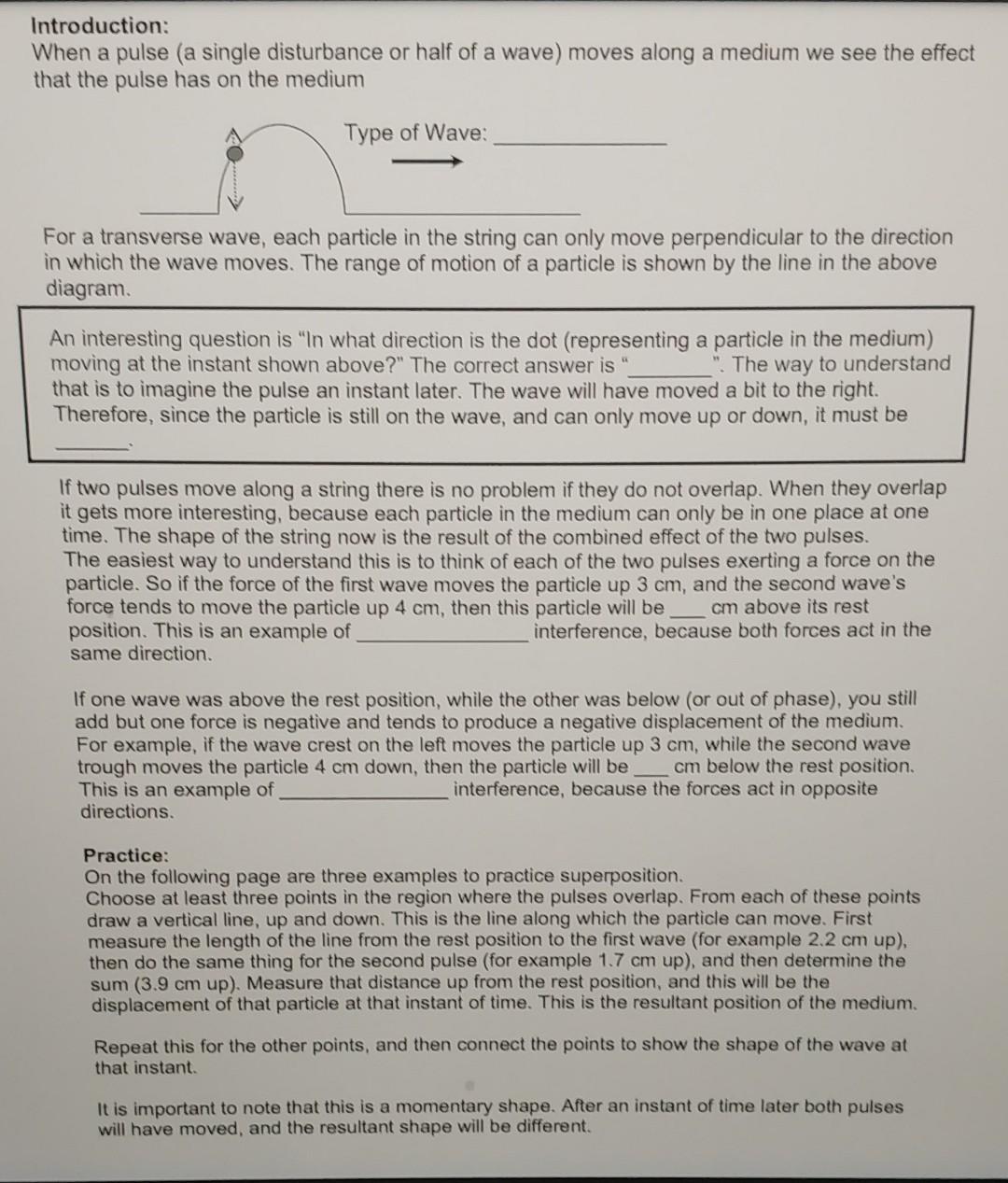 Solved Introduction: When a pulse (a single disturbance or | Chegg.com