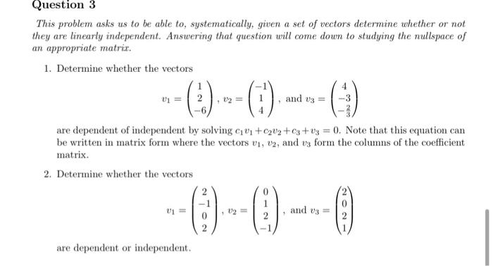 Solved This problem asks us to be able to, systematically, | Chegg.com
