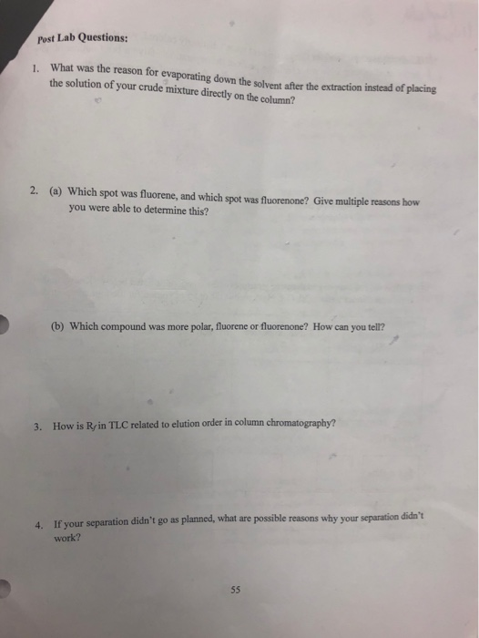 Solved: Post Lab Questions: 1. What Was The Reason For Eva... | Chegg.com