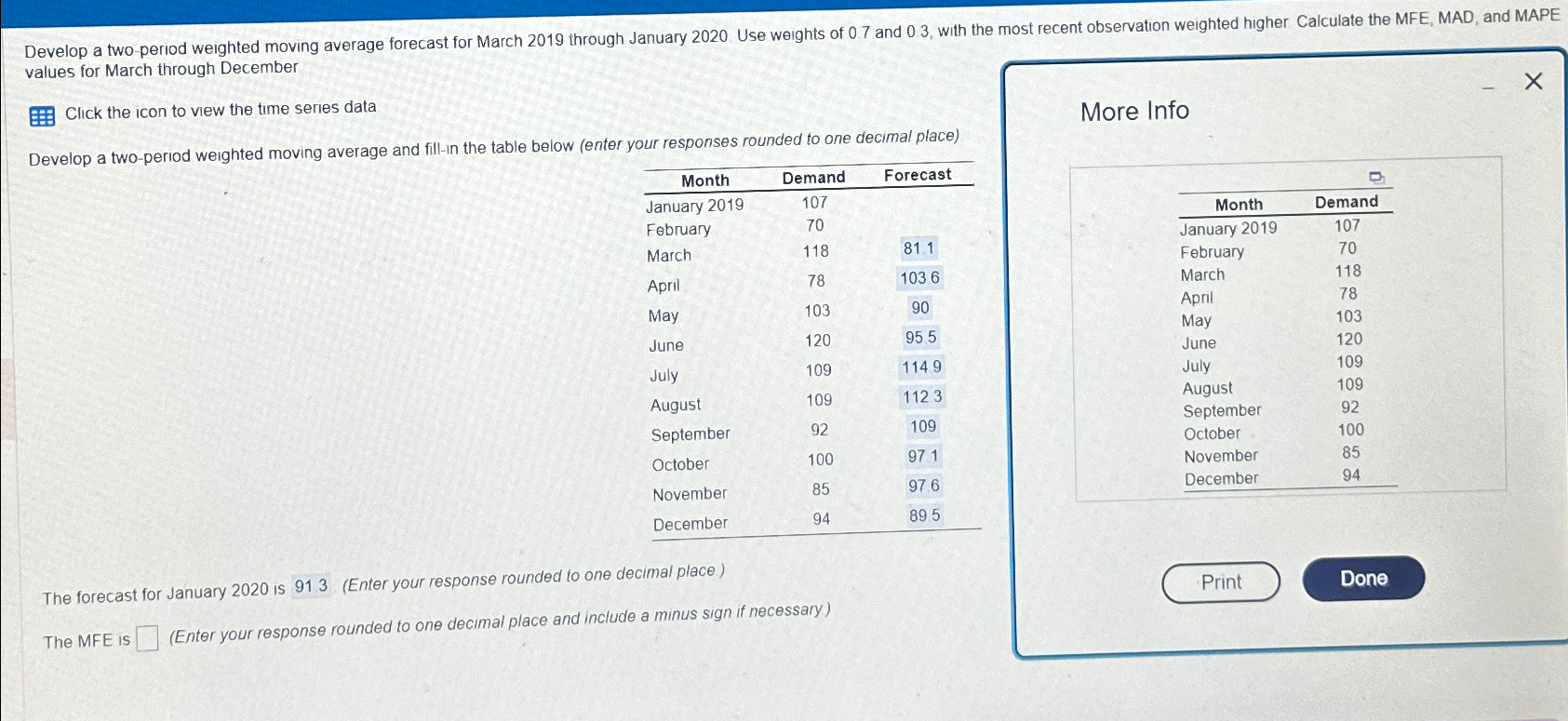 Solved values for March through DecemberClick the icon to | Chegg.com