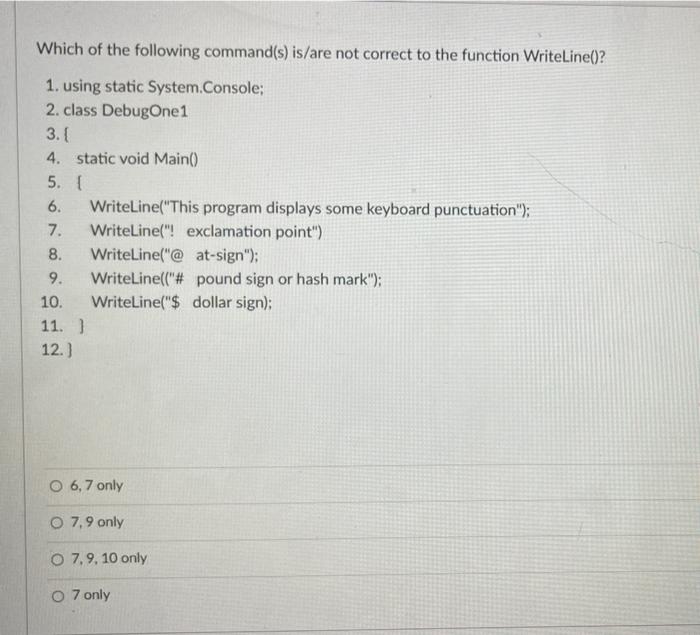 Solved Which of the following command(s) is/are not correct | Chegg.com