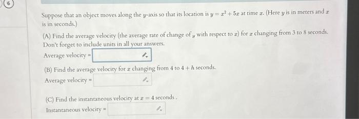 Solved Suppose That An Object Moves Along The Y Axis So That