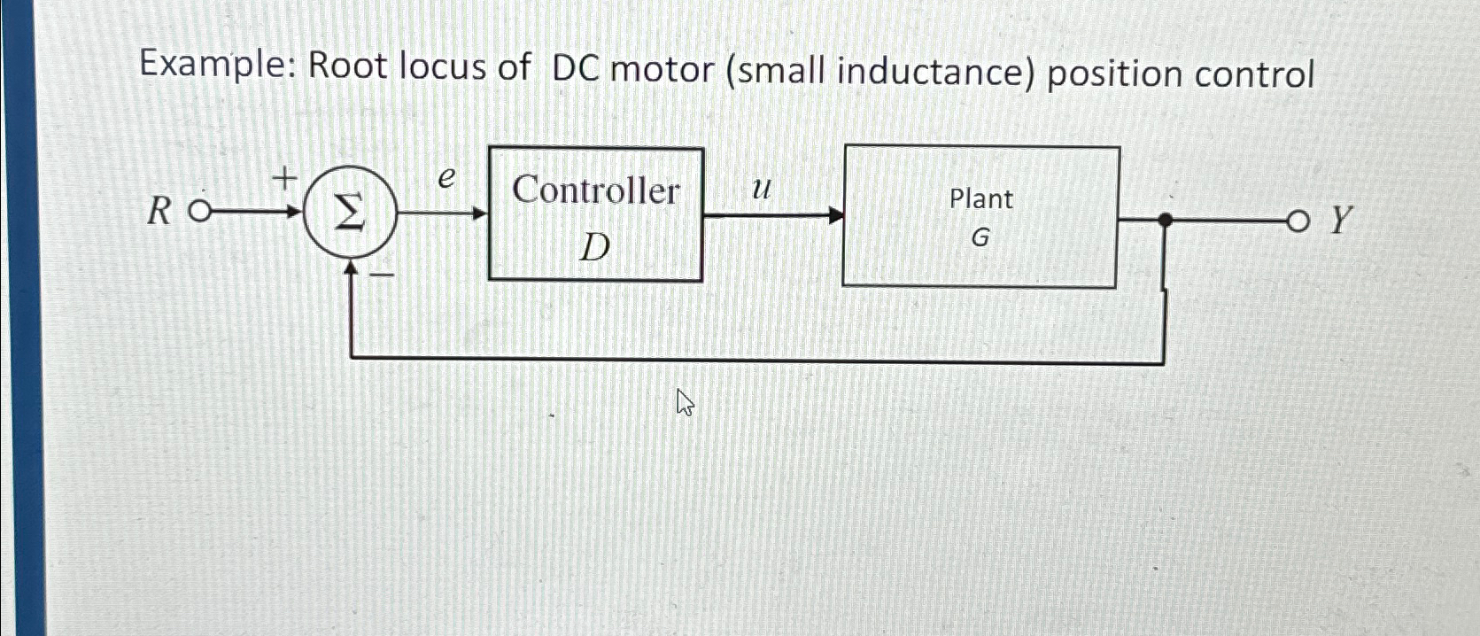 Solved Example: Root locus of DC motor (small inductance) | Chegg.com