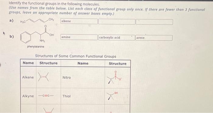 Solved Identify the functional groups in the following | Chegg.com