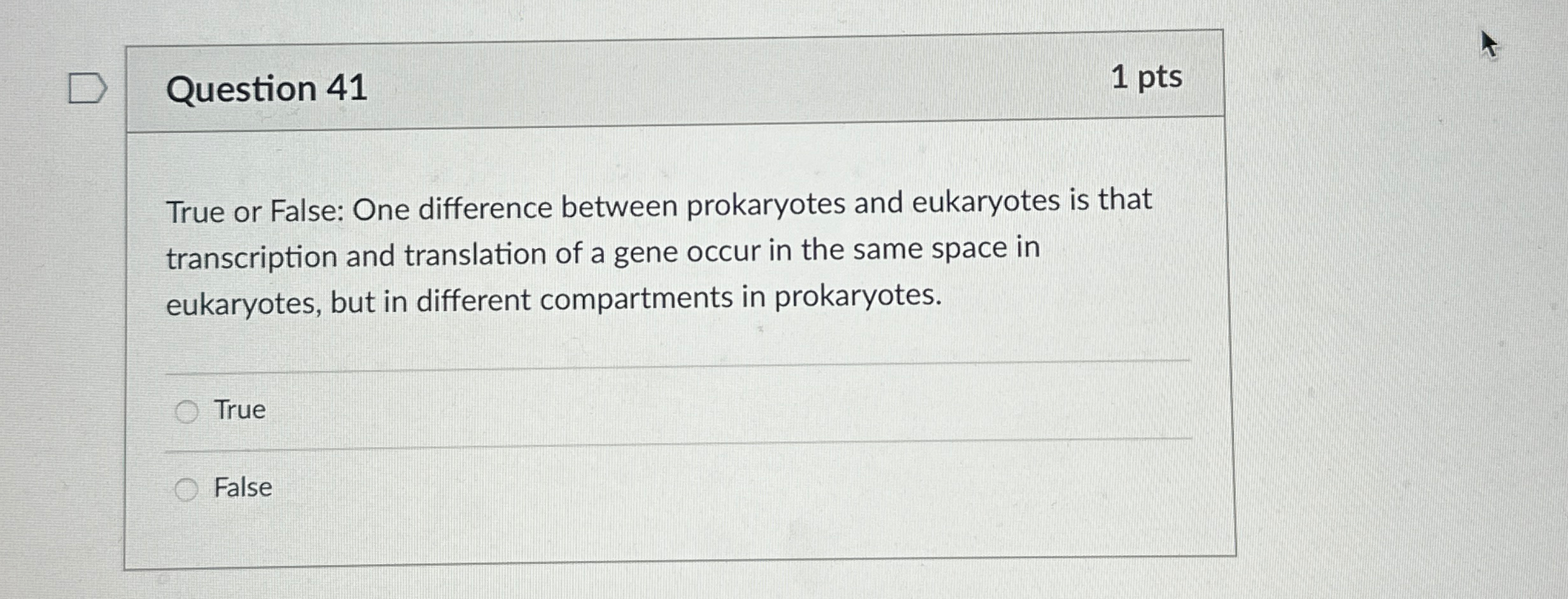 Solved Question 411 ﻿ptsTrue or False: One difference | Chegg.com