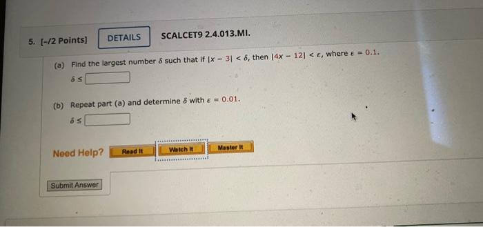 Solved DETAILS SCALCET9 2.4.013.MI. 5. [-/2 points) (a) Find | Chegg.com