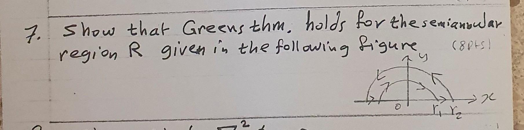 Solved 7 Show That Greens Thm Holds For The Semiannular