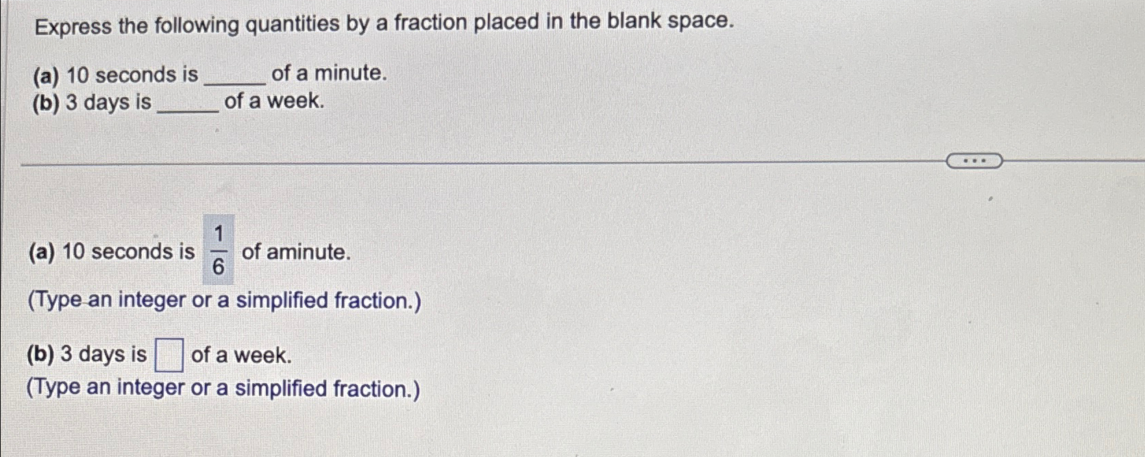 Solved Express the following quantities by a fraction placed | Chegg.com
