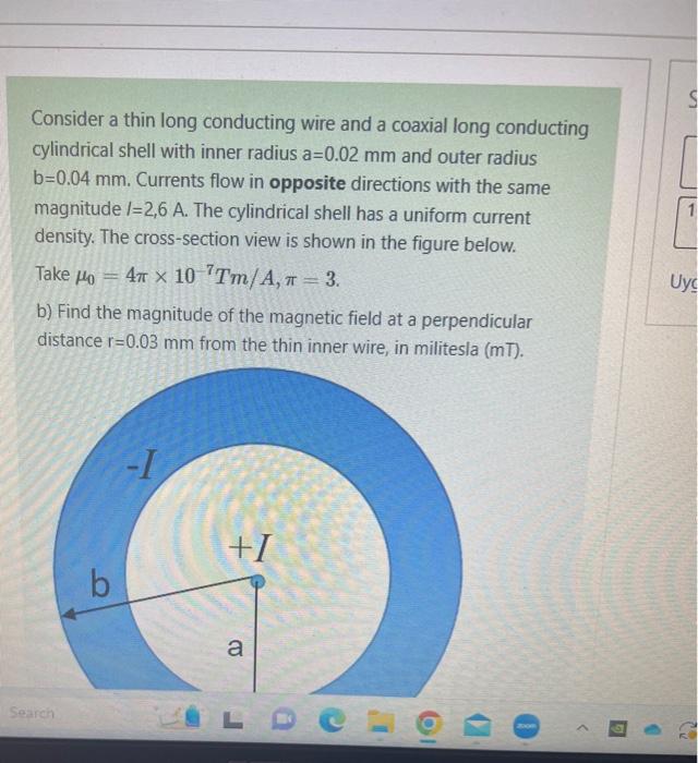Solved Consider a thin long conducting wire and a coaxial | Chegg.com