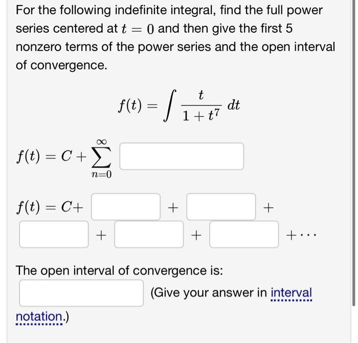 Solved For the following indefinite integral, find the full | Chegg.com