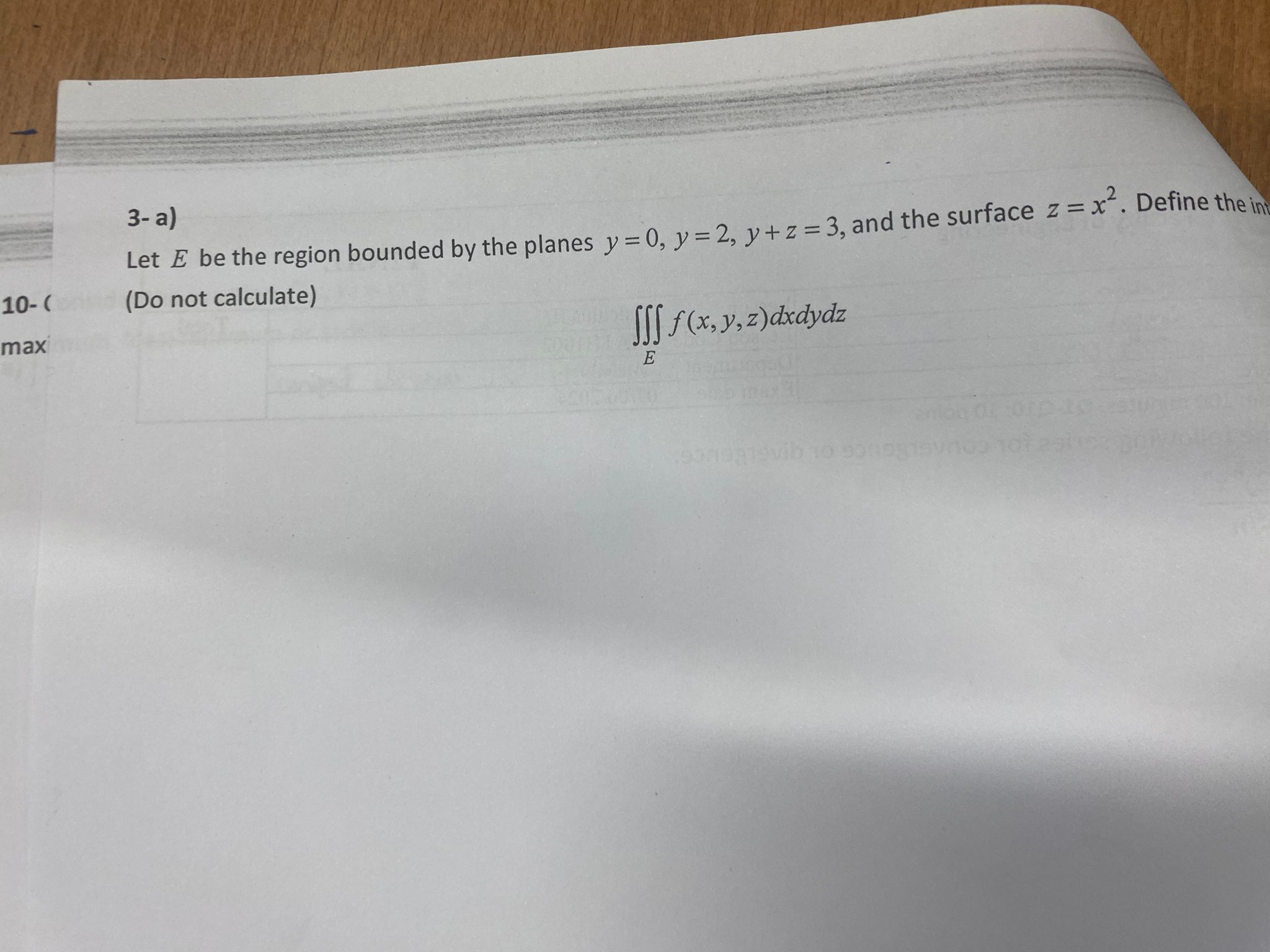 Solved 3-a)Let E ﻿be the region bounded by the planes | Chegg.com