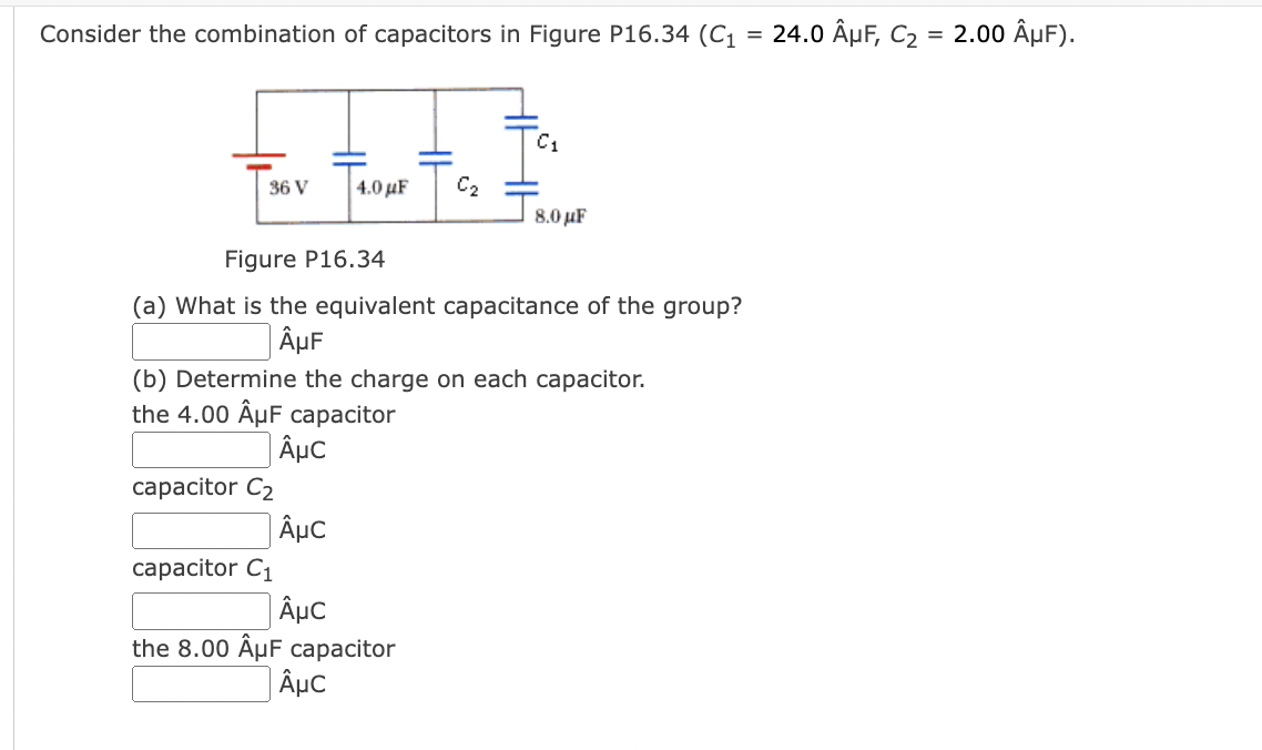 Solved Figure P16.34(a) ﻿What is the equivalent capacitance | Chegg.com