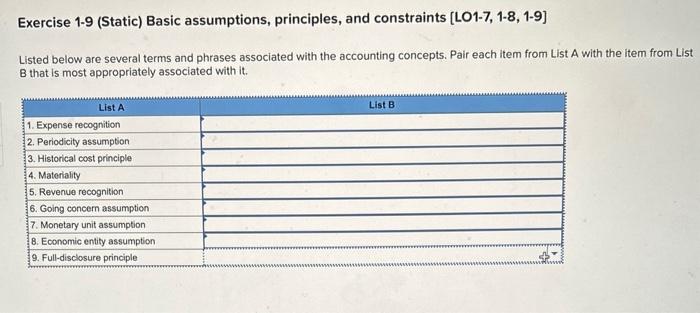 Solved Exercise 1-9 (Static) Basic assumptions, principles, | Chegg.com