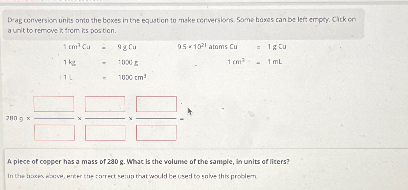 Solved Drag conversion units onto the boxes in the equation | Chegg.com