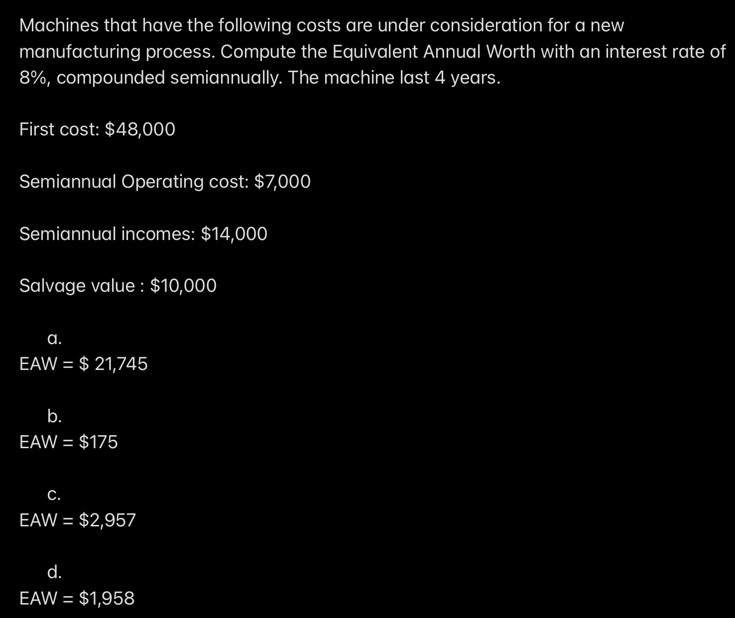 Solved Machines that have the following costs are under | Chegg.com