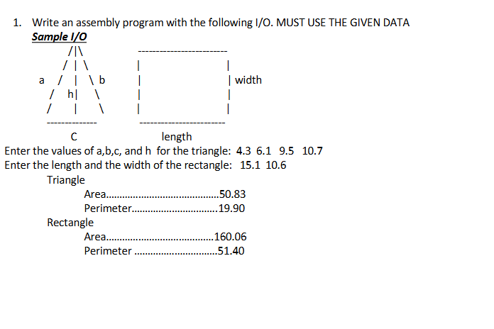 Solved Write an ﻿assembly program with the following IO. | Chegg.com