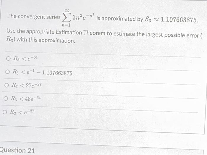 Solved The convergent series \\( \\sum_{n=1}^{\\infty} 3 | Chegg.com