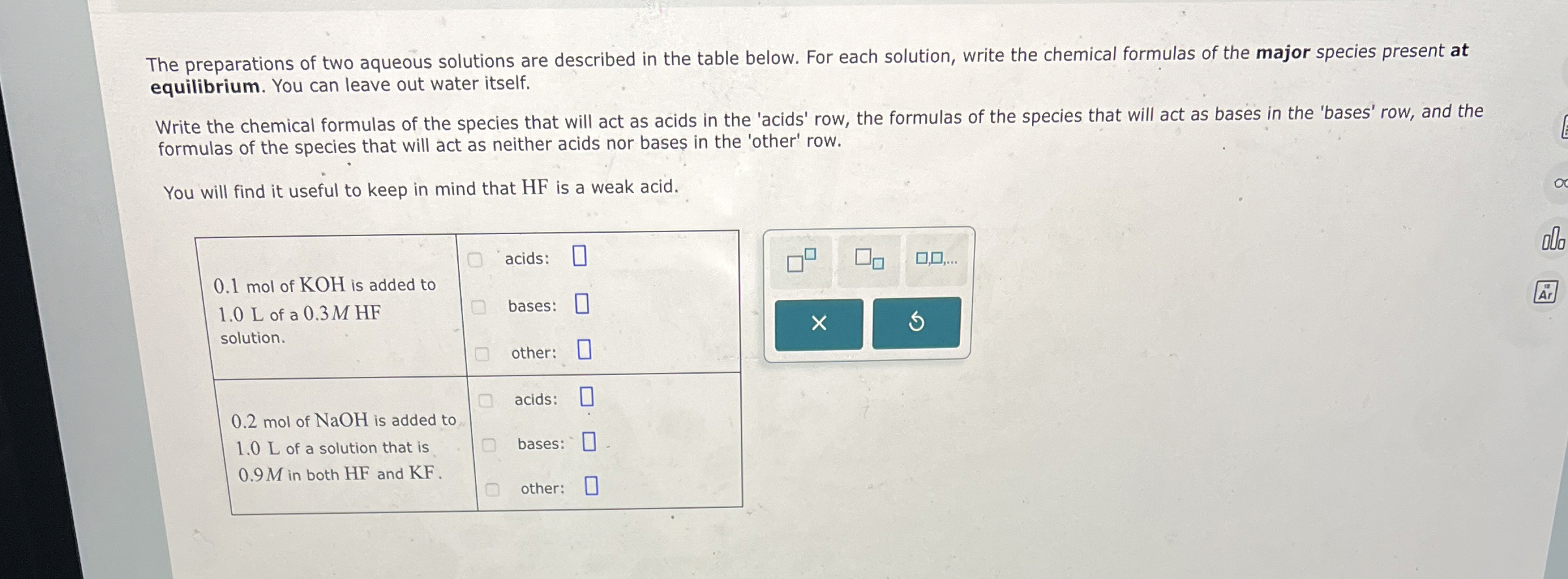 Solved The preparations of two aqueous solutions are | Chegg.com