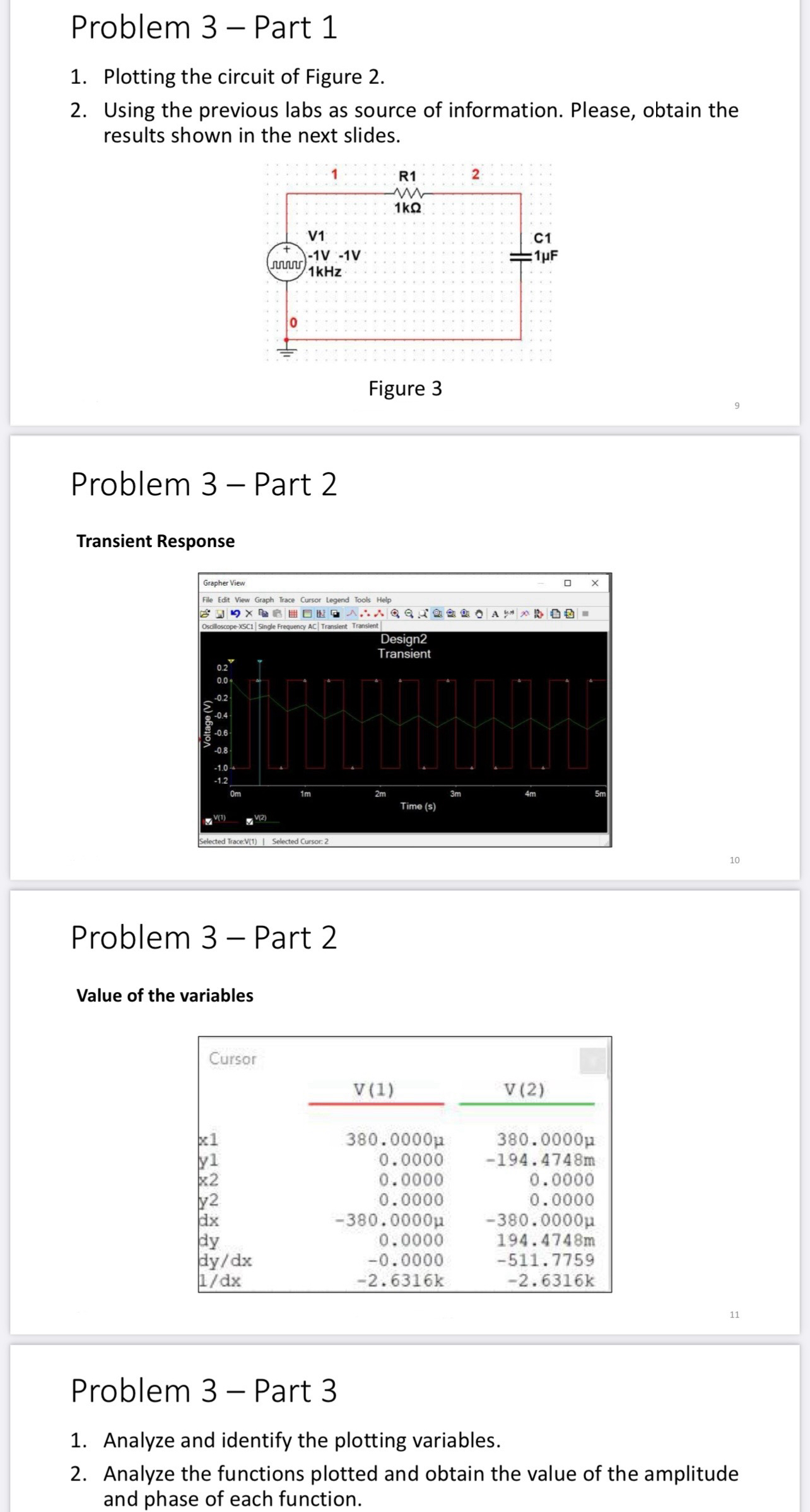 Problem 3 - ﻿Part 1Plotting the circuit of Figure | Chegg.com