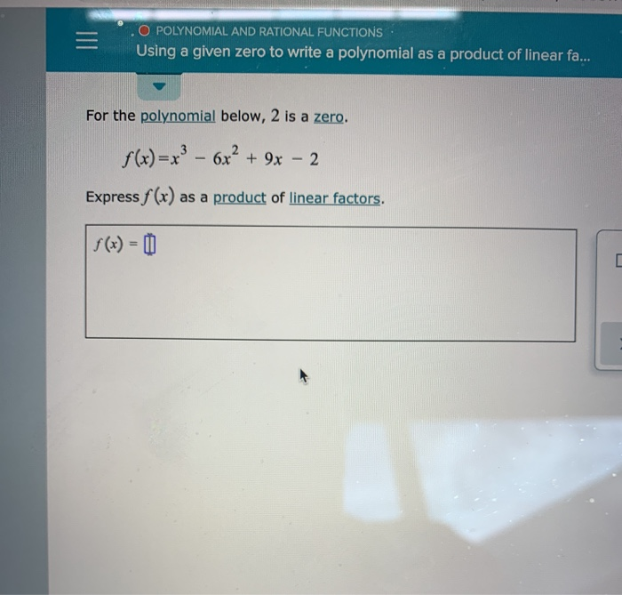 Solved O POLYNOMIAL AND RATIONAL FUNCTIONS. Using a given | Chegg.com