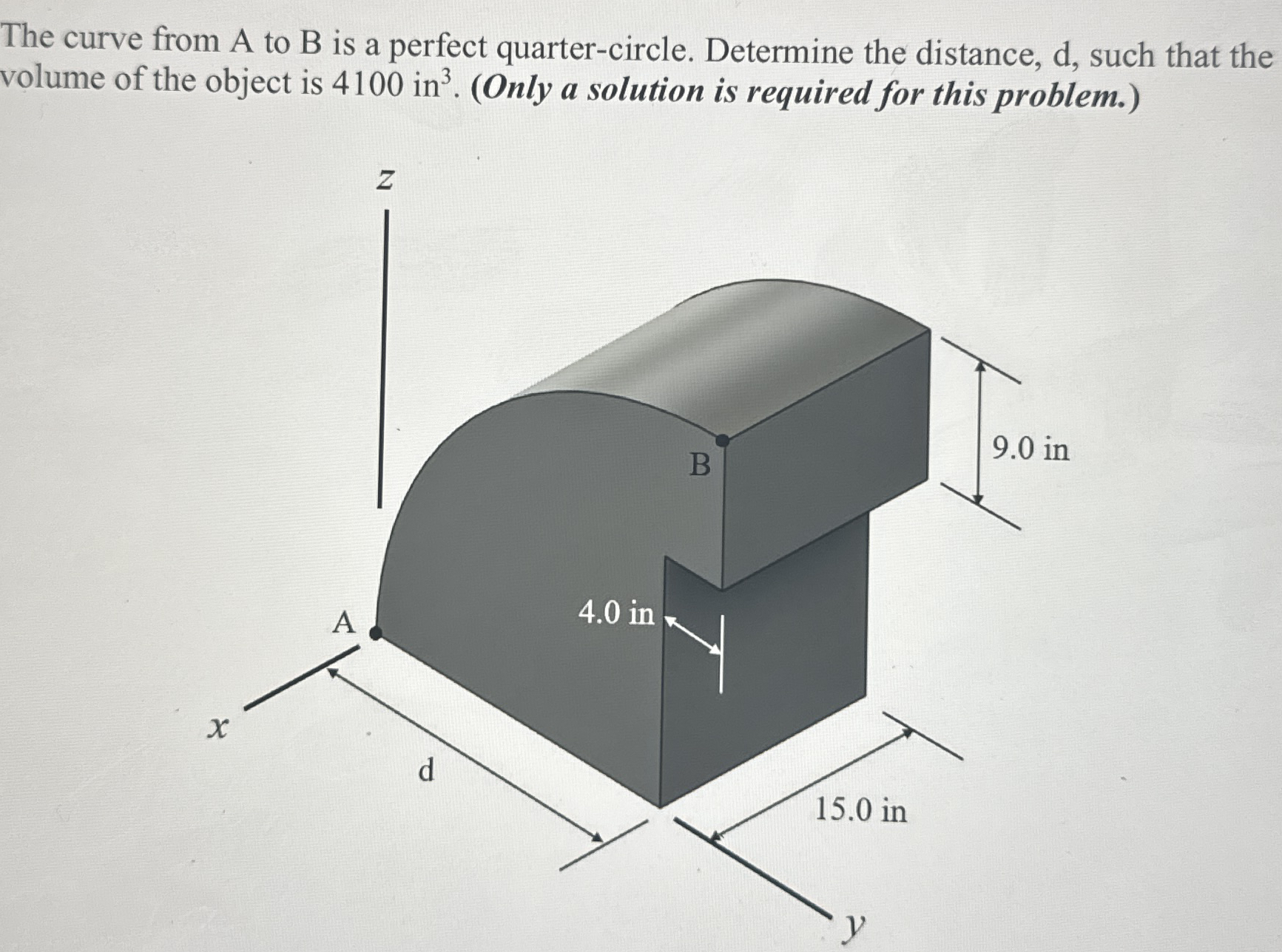 Solved The curve from A to B is a perfect quarter-circle. | Chegg.com