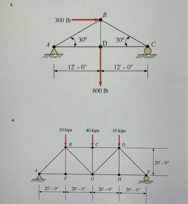 Solved Calculate the forces in all members of the trusses | Chegg.com
