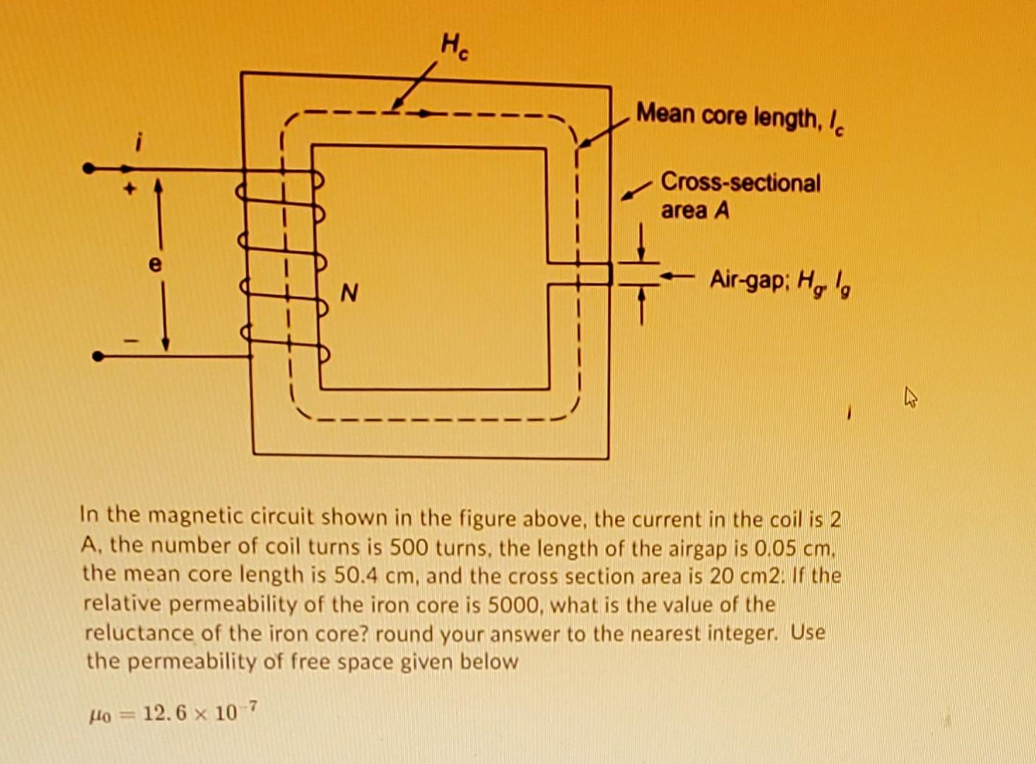 Solved HC Mean core length. I Cross-sectional area A e - | Chegg.com