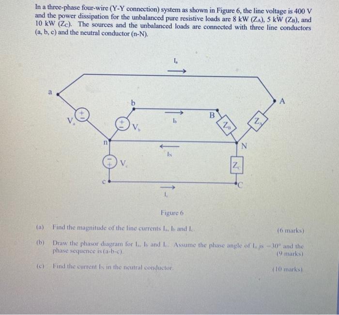 Solved In a three-phase four-wire (Y-Y connection) system as | Chegg.com
