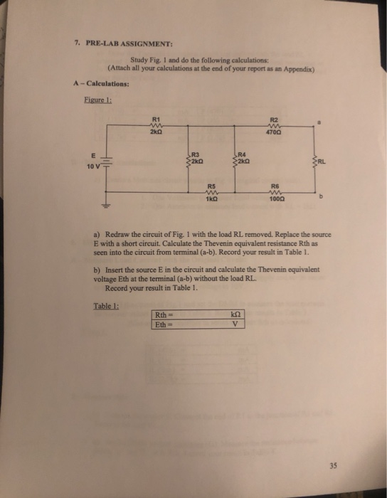 Solved 7. PRE-LAB ASSIGNMENT: Study Fig. 1 and do the | Chegg.com