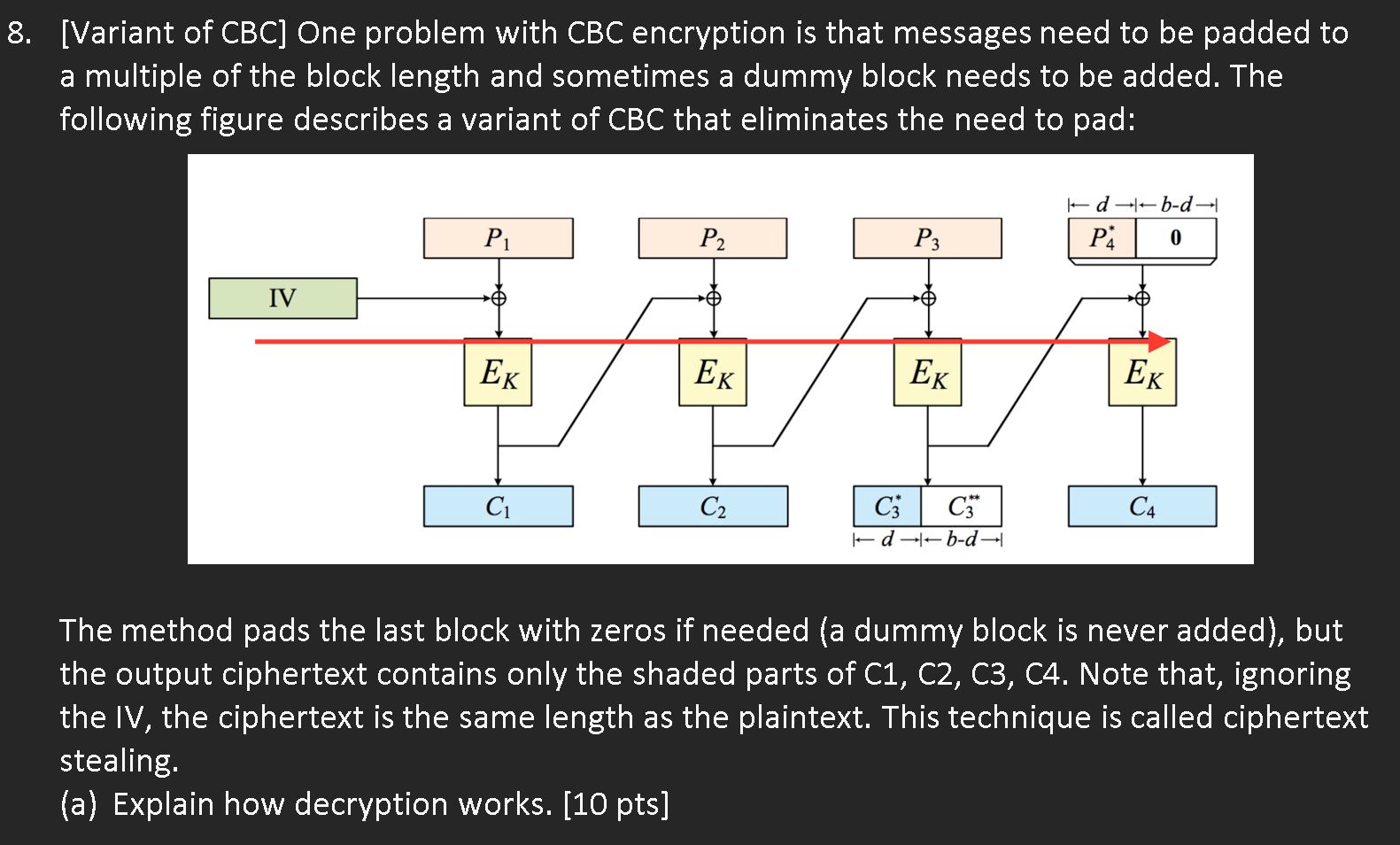 Solved 8. [Variant of CBC ] ﻿One problem with CBC encryption | Chegg.com