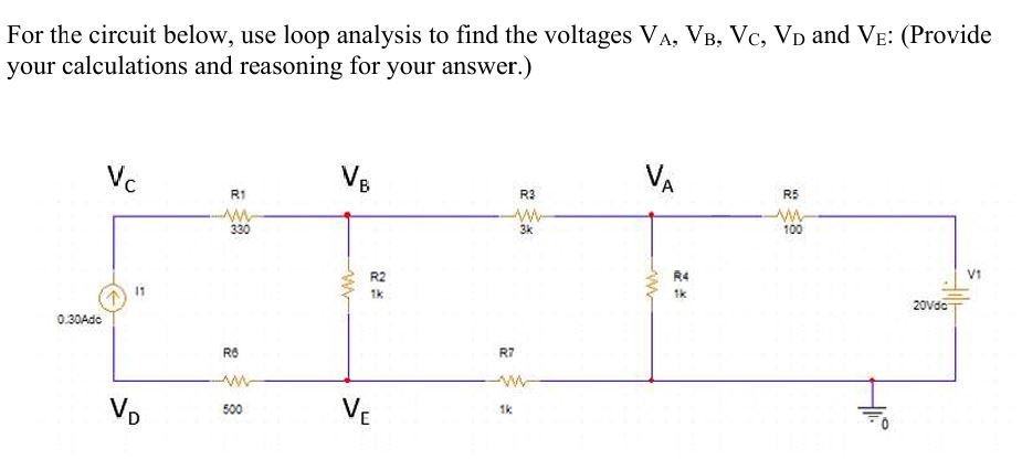 Solved For the circuit below, use loop analysis to ﻿find the | Chegg.com