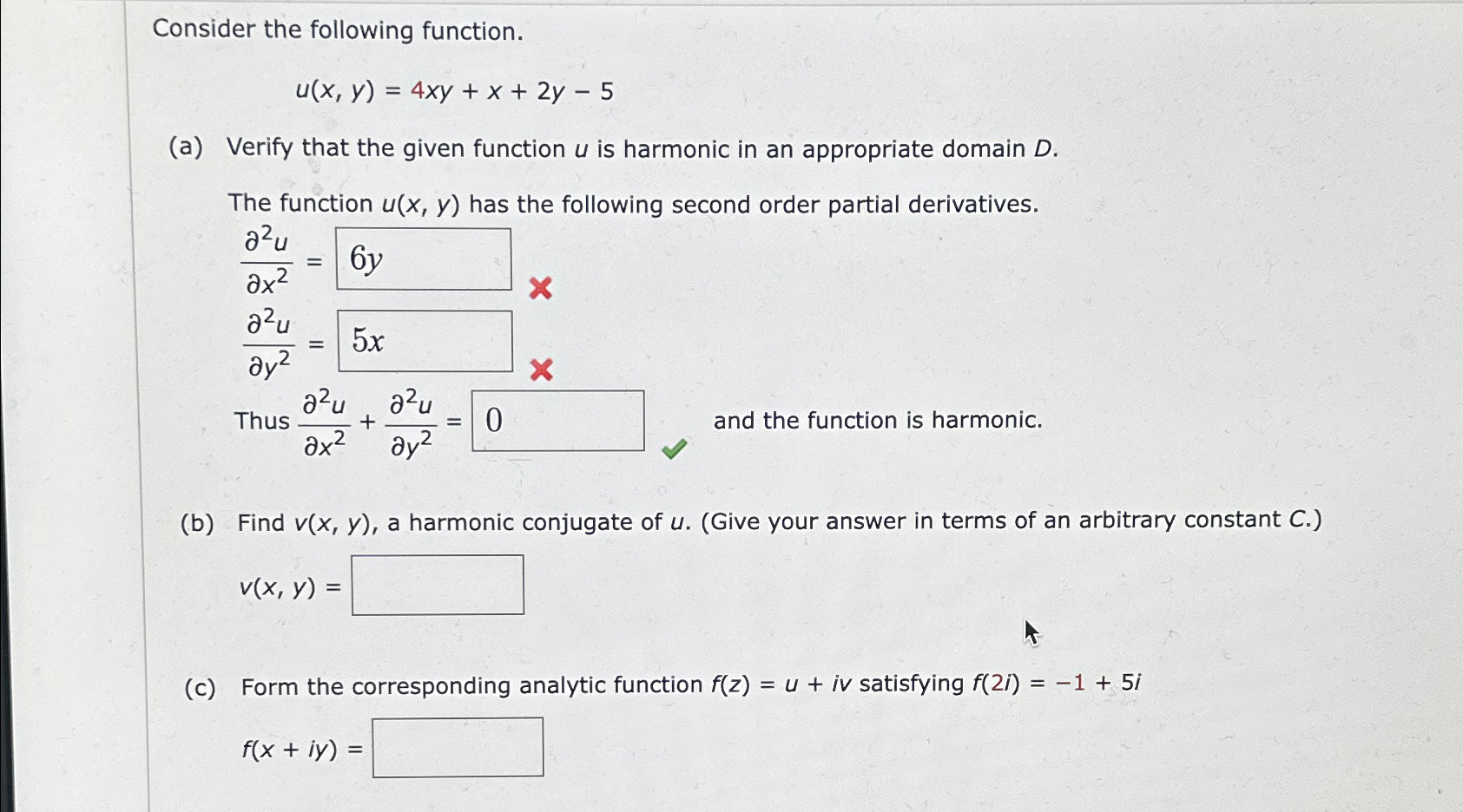 Solved Consider the following function.u(x,y)=4xy+x+2y-5(a) | Chegg.com