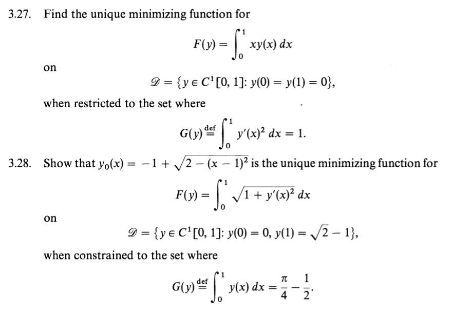 Solved 327 Find The Unique Minimizing Function For 6863